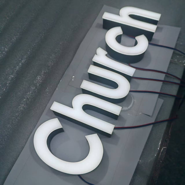 Custom commercial led sign letters waterproof outdoor frontlit metal c ...