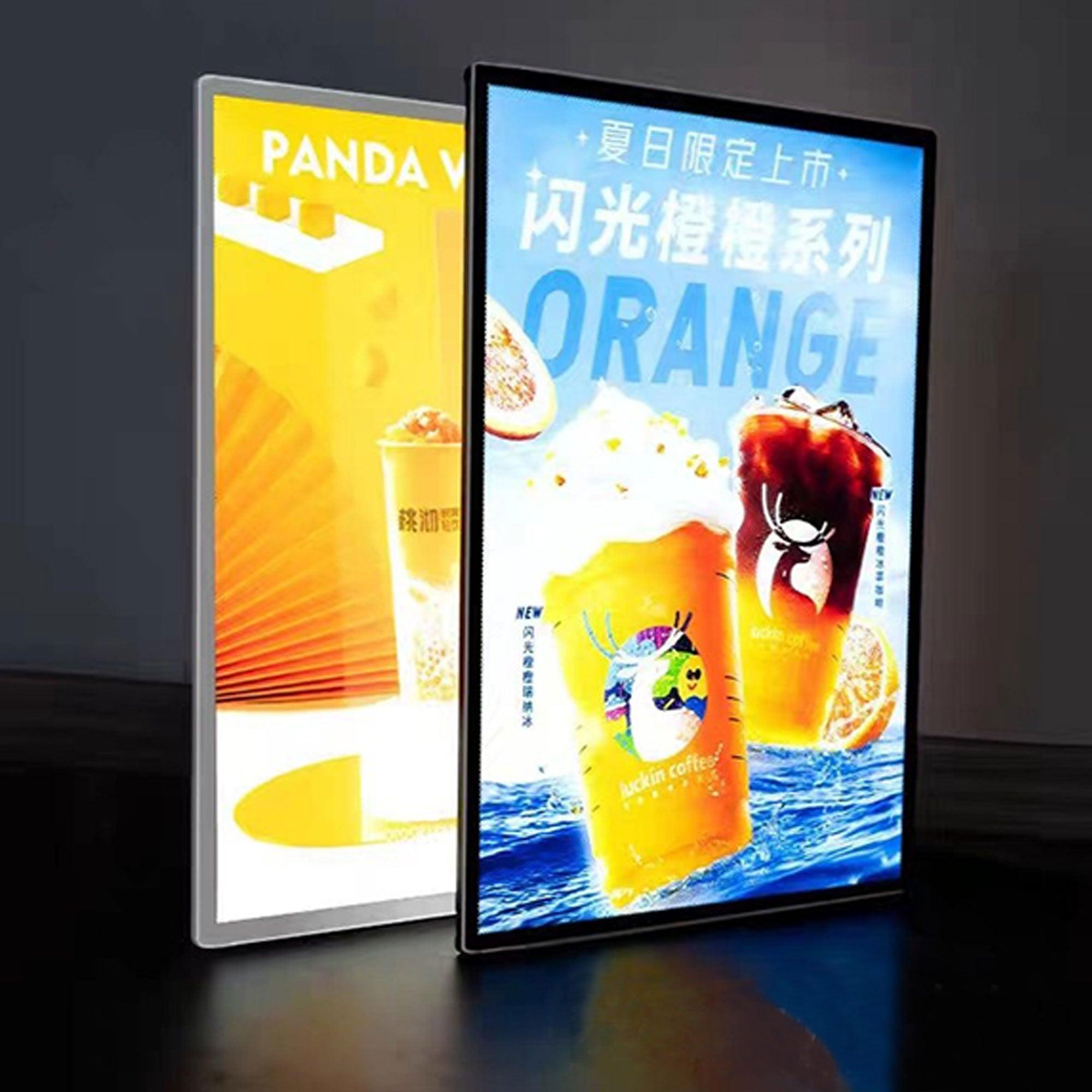 Custom Wall Mounted LED Poster Display Aluminium Illuminated Restauran ...