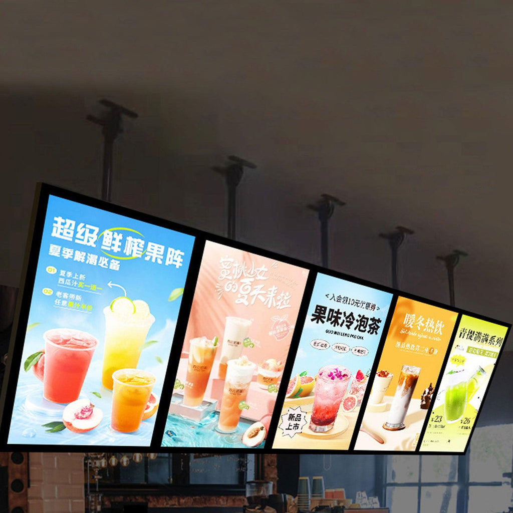 Hanging LED Ultra-Thin Light Box Aluminum Frame Poster Box Restaurant ...