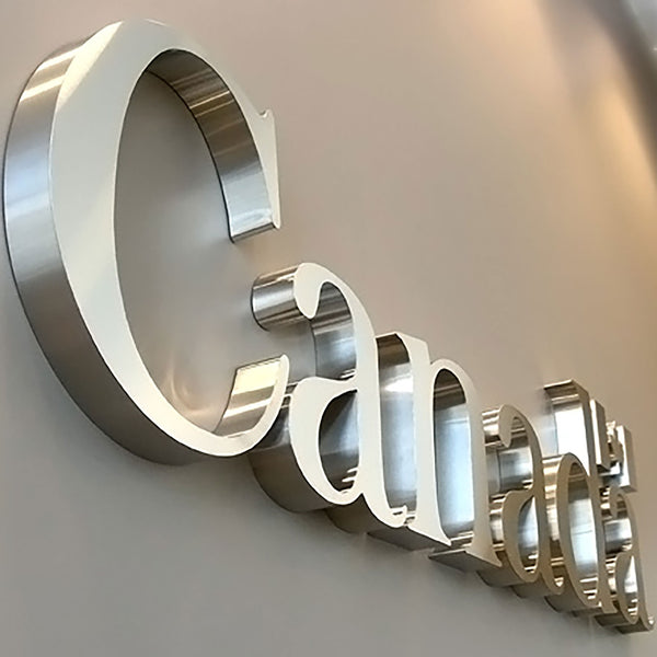 Metal 3D logo Brushed Surface Silver Non Illuminated Channel Letters I ...