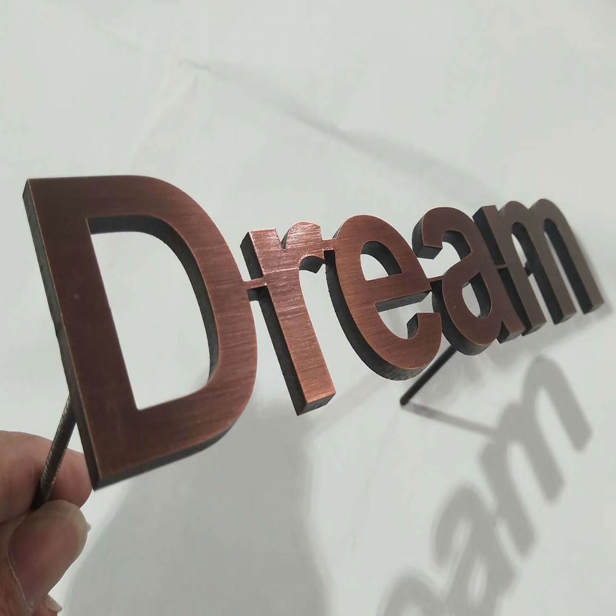 Copper finish brushed surface letters sign solid cut bronze letters lo ...