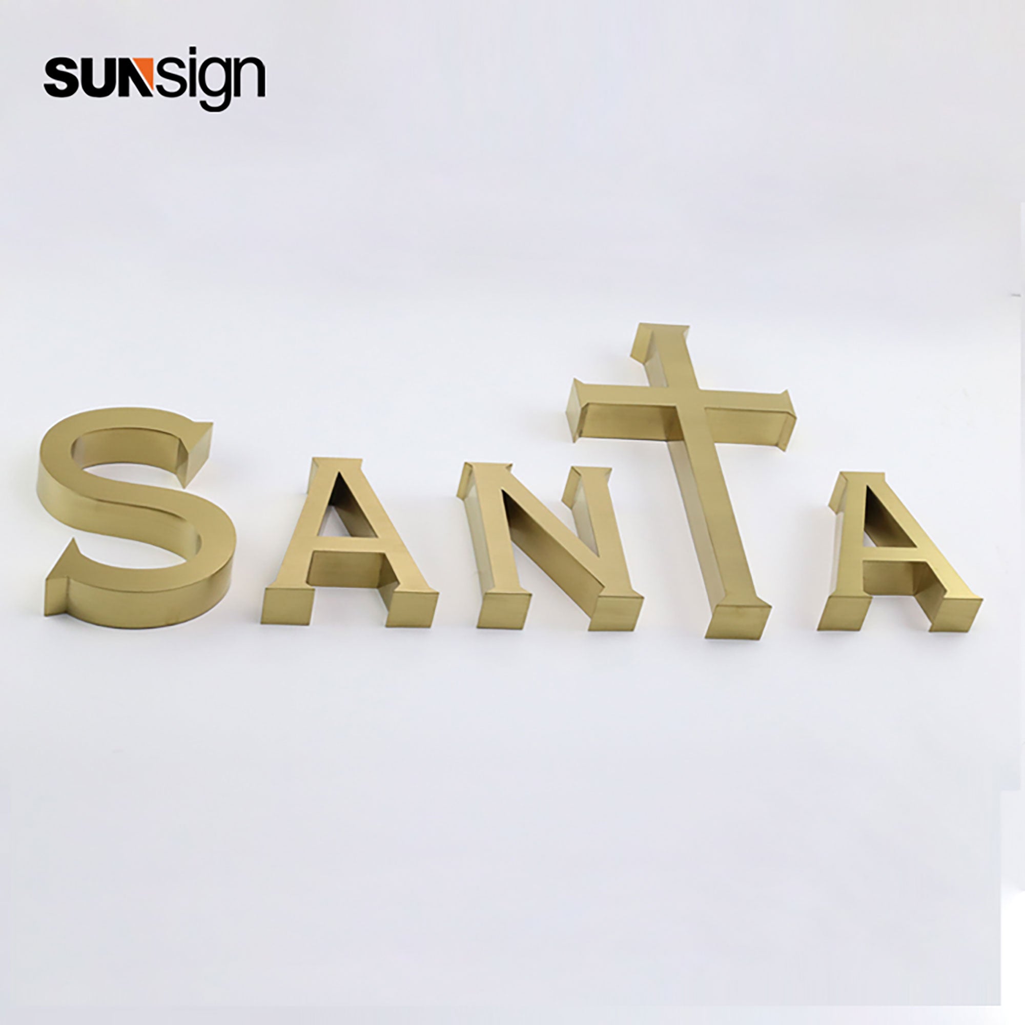 3D Metal Logo Gold Coated Stainless Steel Channel Letters For Indoor O ...