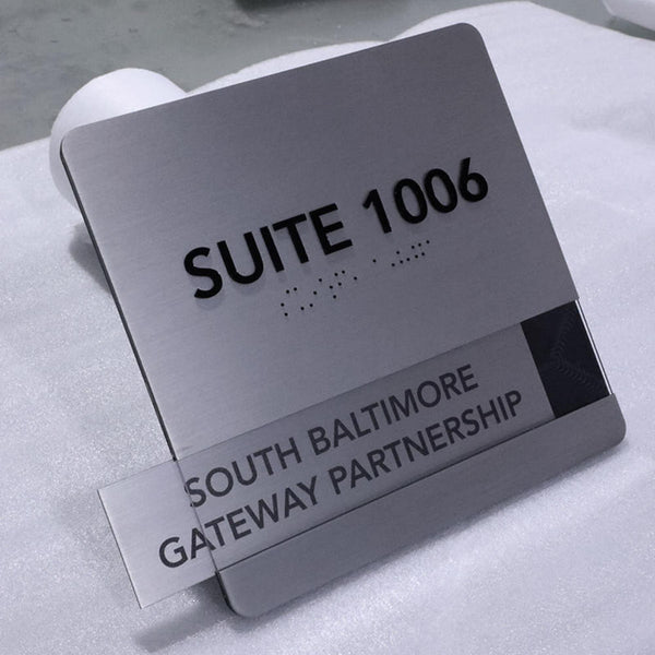 Silver Brushed Metal Braille Signs – sunsignus