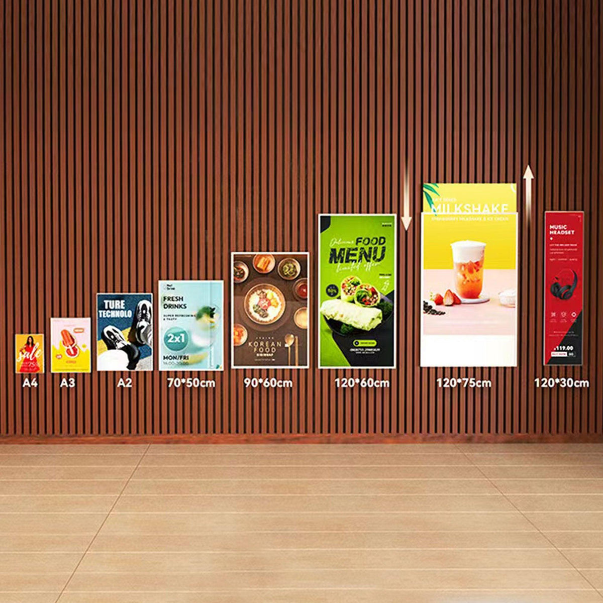 Custom Wall Mounted LED Poster Display Aluminium Illuminated Restauran ...